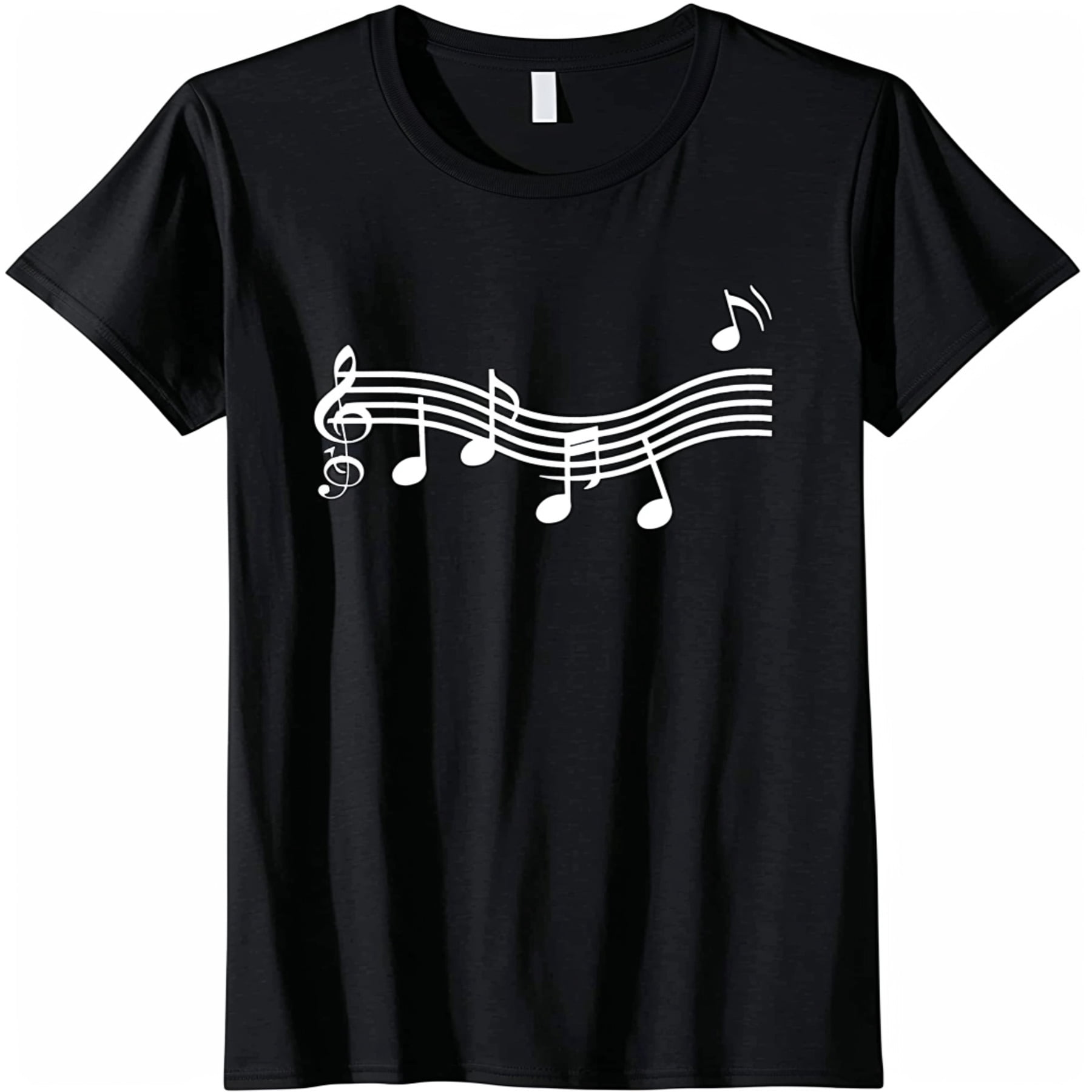 Minimalist Black T Shirt with White Musical Notes Vector Illustration ...