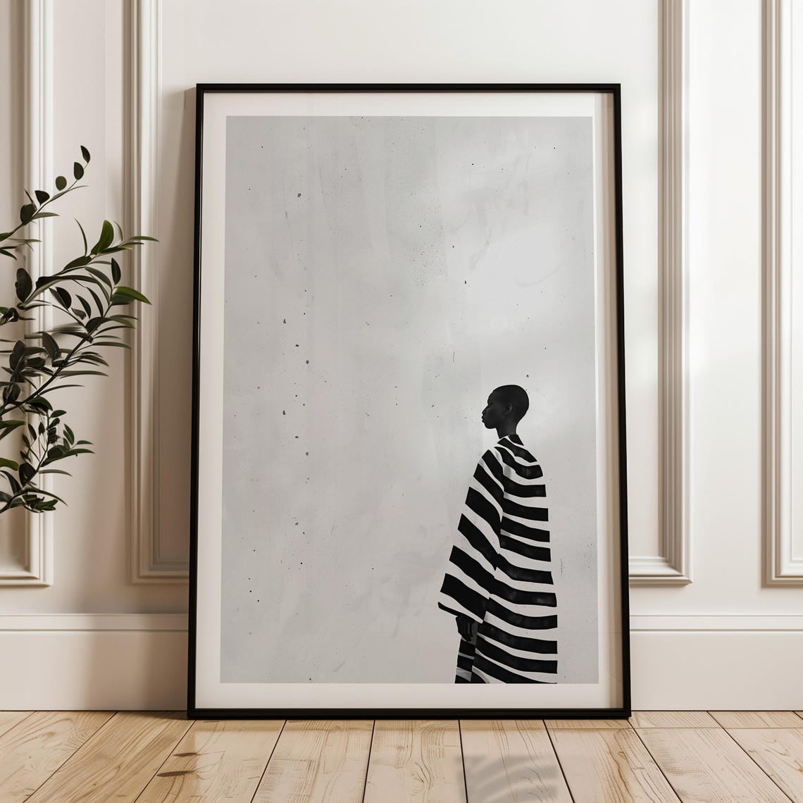 Minimalist Black And White Art Print, Black Woman Abstract Wall Art ...