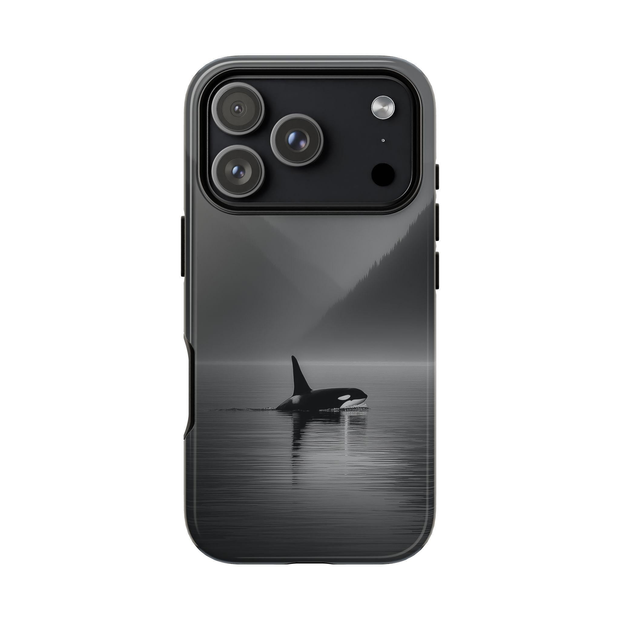 Minimalist Black White Orca Whale Clean Ocean Art Phone Case with ...