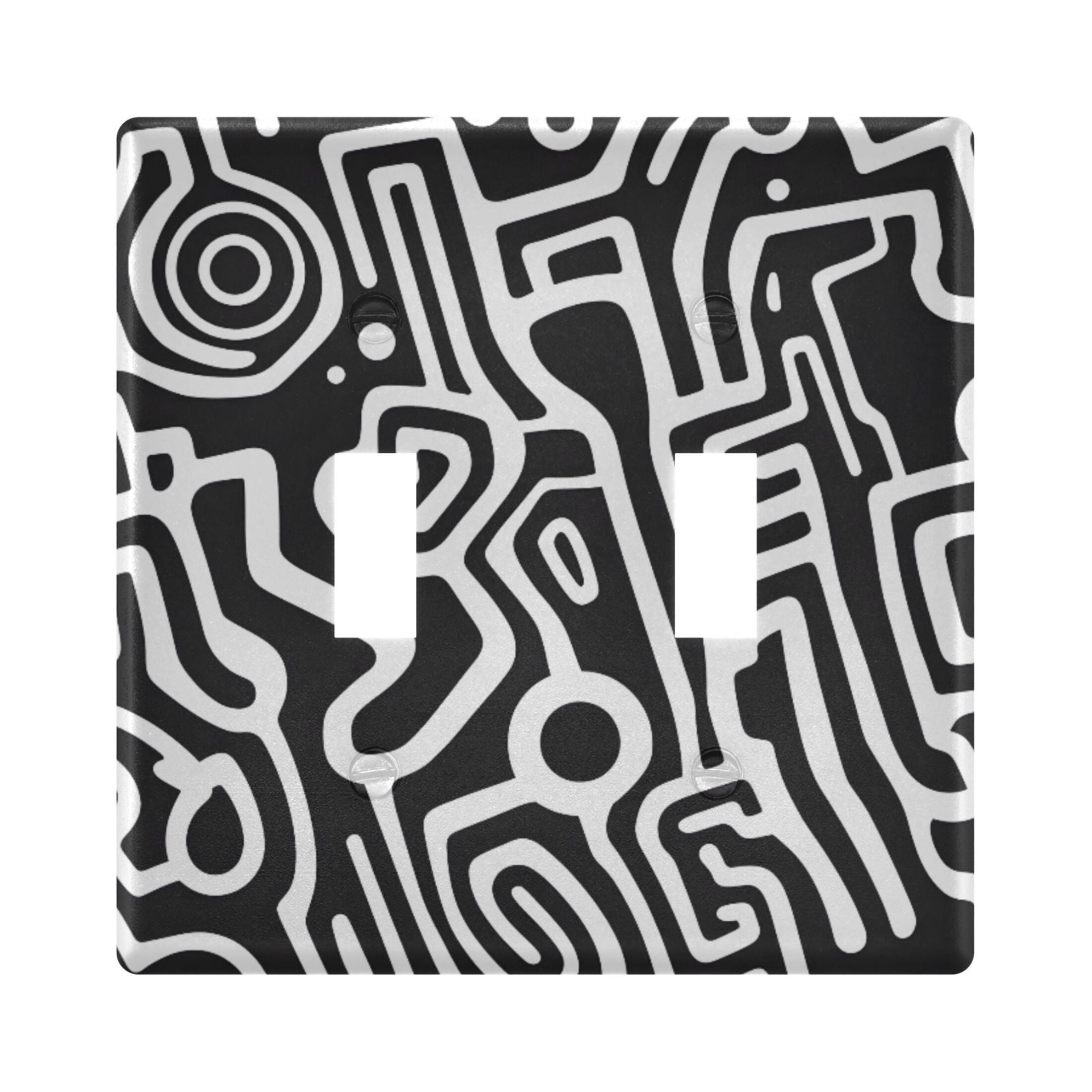 Minimalist Black and White Lines Fireproof Switch Plate with Rounded ...