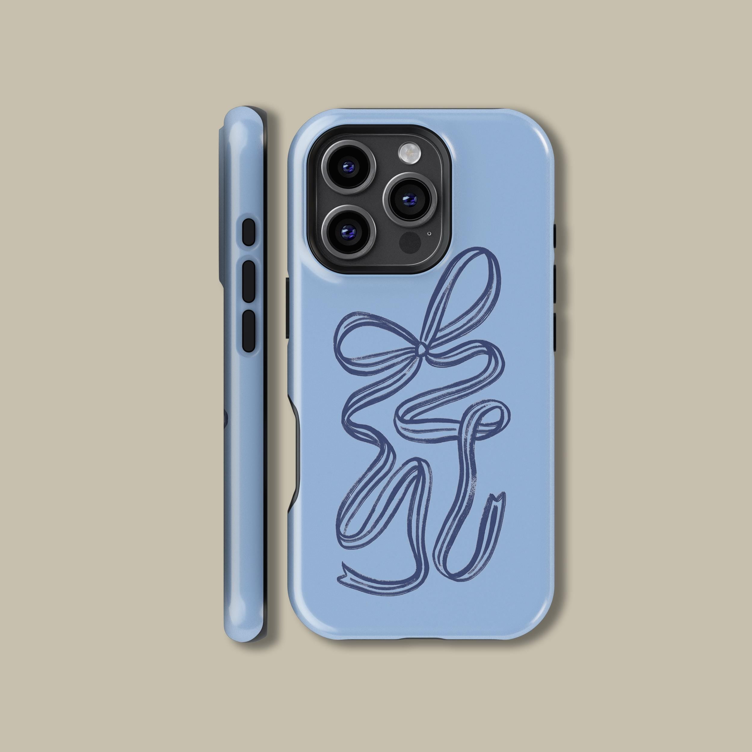 Minimalist Blue Ribbon Bow Case for iPhone Samsung Coquette - Walmart.com