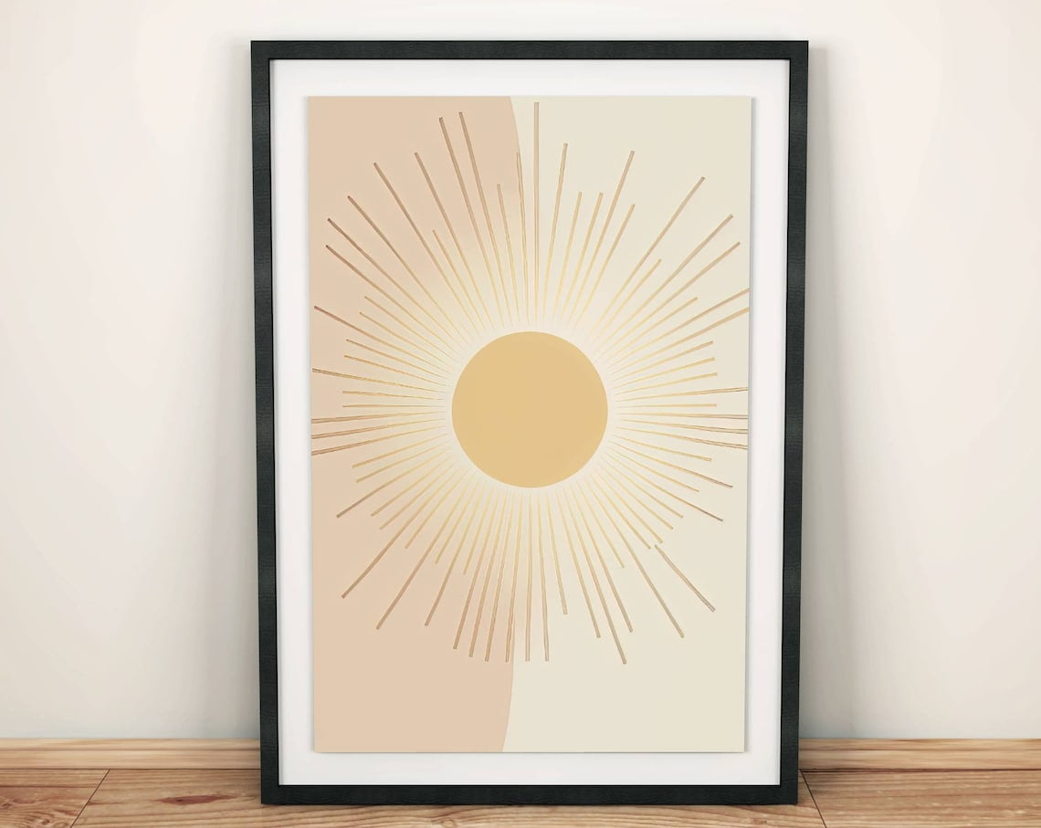Minimalist Boho Poster Boho-Style Sun Poster Mid-Century Modern Living ...