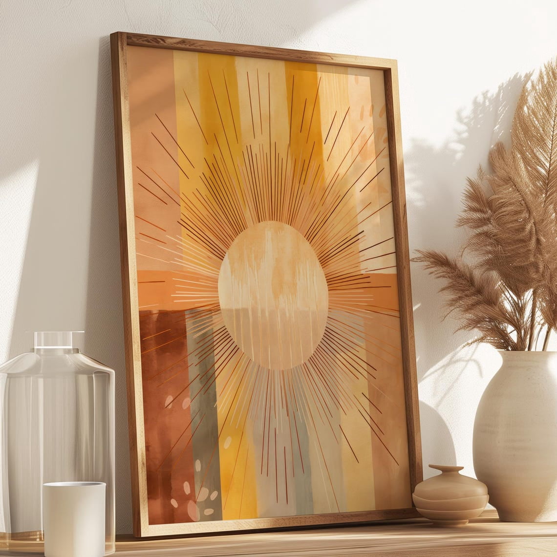 Minimalist Boho Sun Poster Warm Earth Tones Wall Decor Boho Art For ...