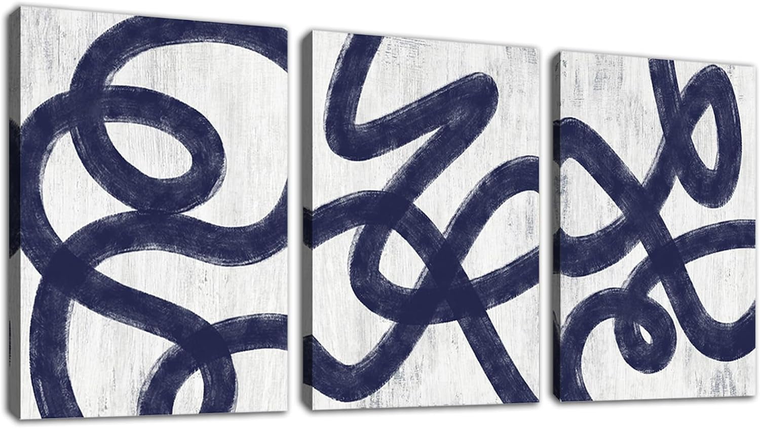 Minimalist Boho Wall Art Decor - Blue and White Line Painting Pictures ...