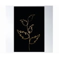 Minimalist Botanical One Line Art Abstract Yellow Leaf Drawing Black ...