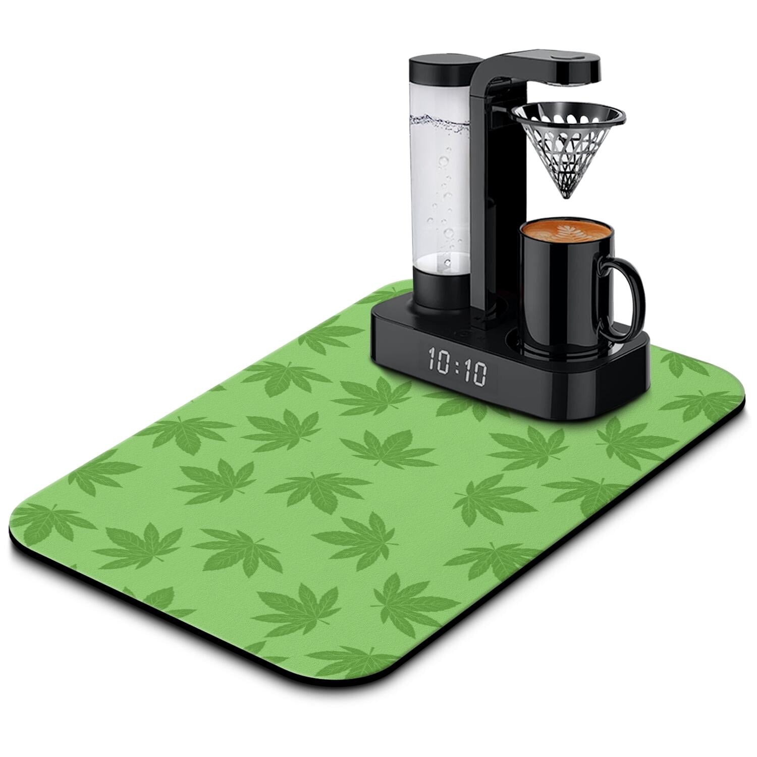 Minimalist Cannabis Coffee Mat, Absorbent Diatom Mud Weed Leaf Dish ...