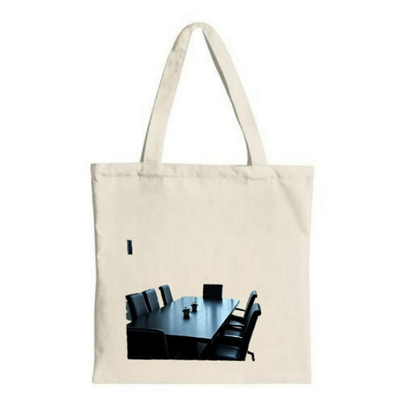 Minimalist Canvas Tote Bag with Modern Conference Table Design Perfect for Shopping Travel and ...