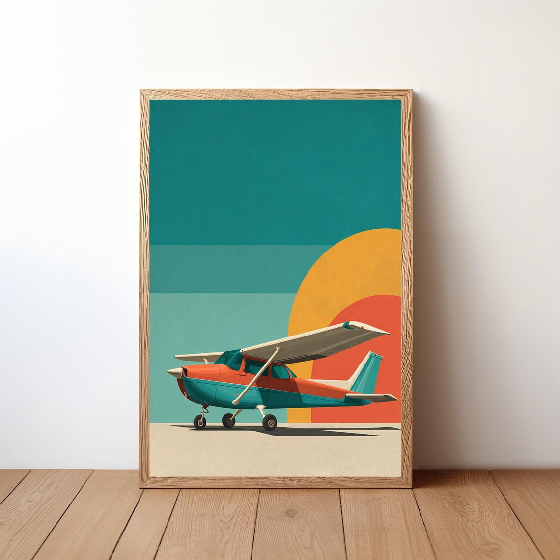 Minimalist Cessna Plane Modern Aviation Wall Art Small Aircraft in Sky ...