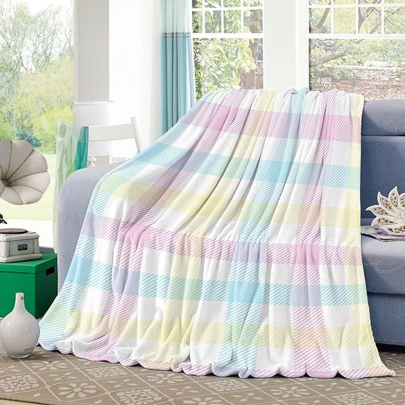 Minimalist Checker Fleece Throw Blanket For Couch Flannel Bed Blankets ...