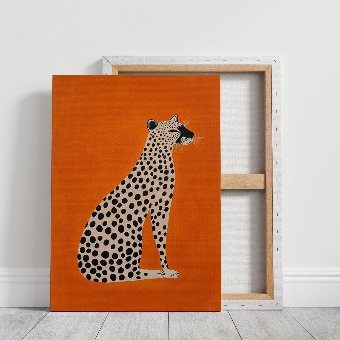 Minimalist Cheetah Art Print On Bold Orange Background - Modern ...