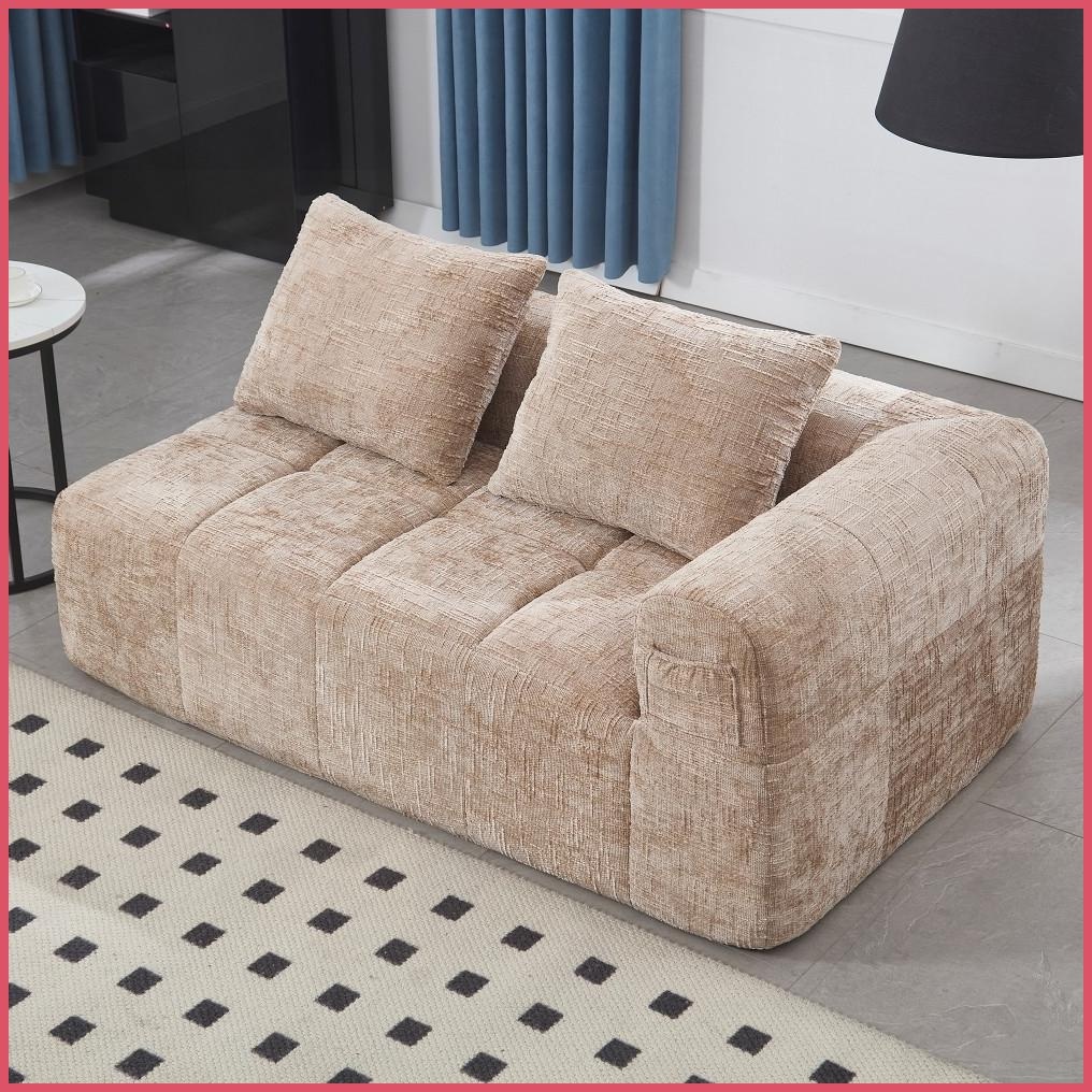 Minimalist Chenille Loveseat Sofa – Wrinkle-Resistant Fabric & High ...