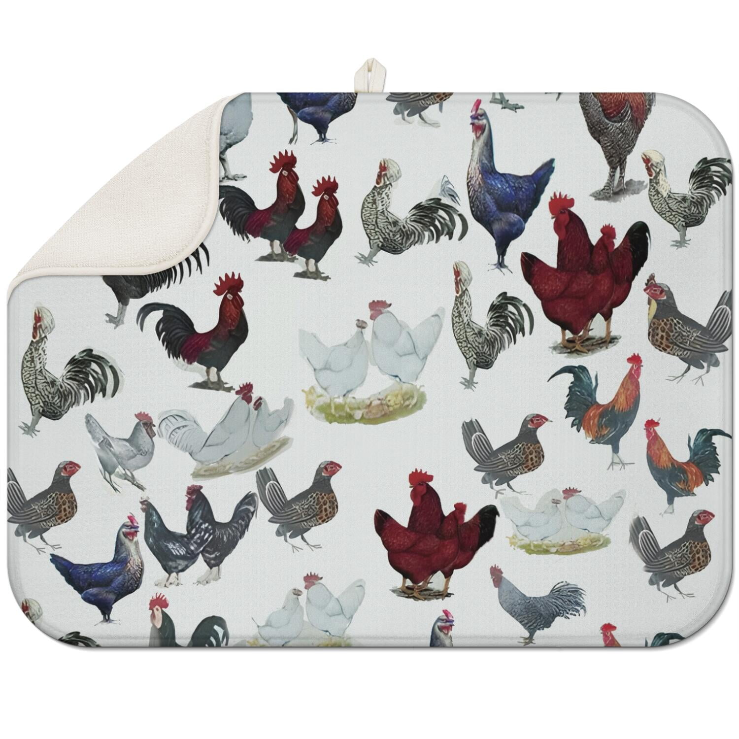 Minimalist Chicken Drying Mat - Quick Dry Microfiber Kitchen Counter Pad - Modern Geometric ...