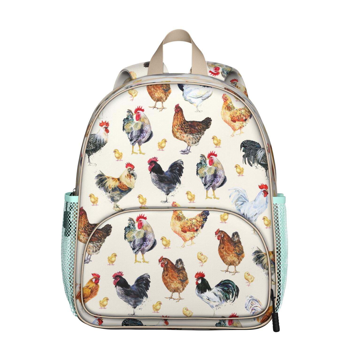 Minimalist Chicken Student Backpack – Artistic Rooster Print with Hen ...