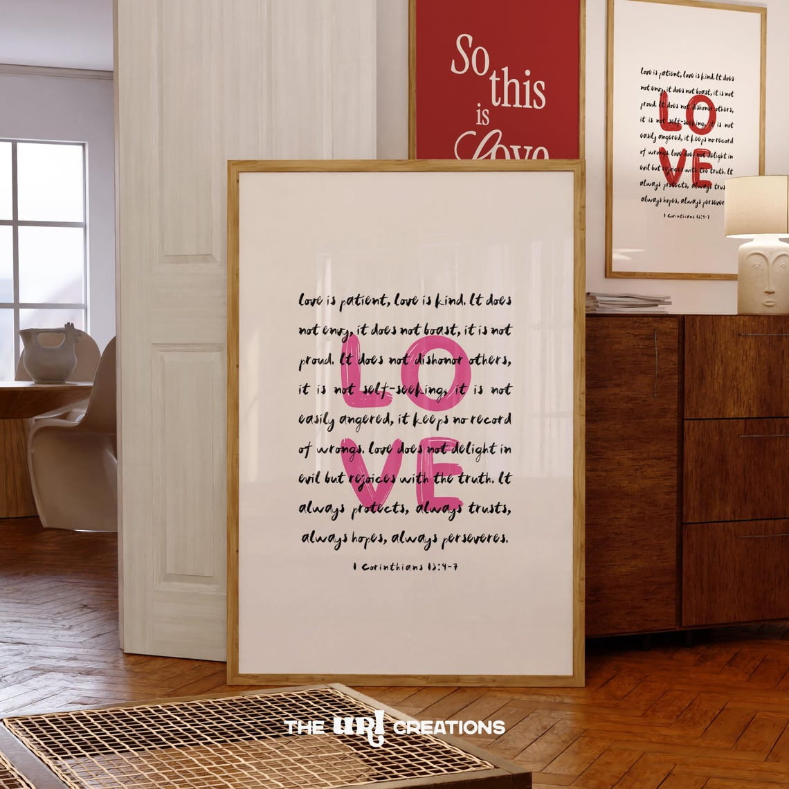 Minimalist Christian Wall Art, Love Is Patient Love Is Kind Print ...
