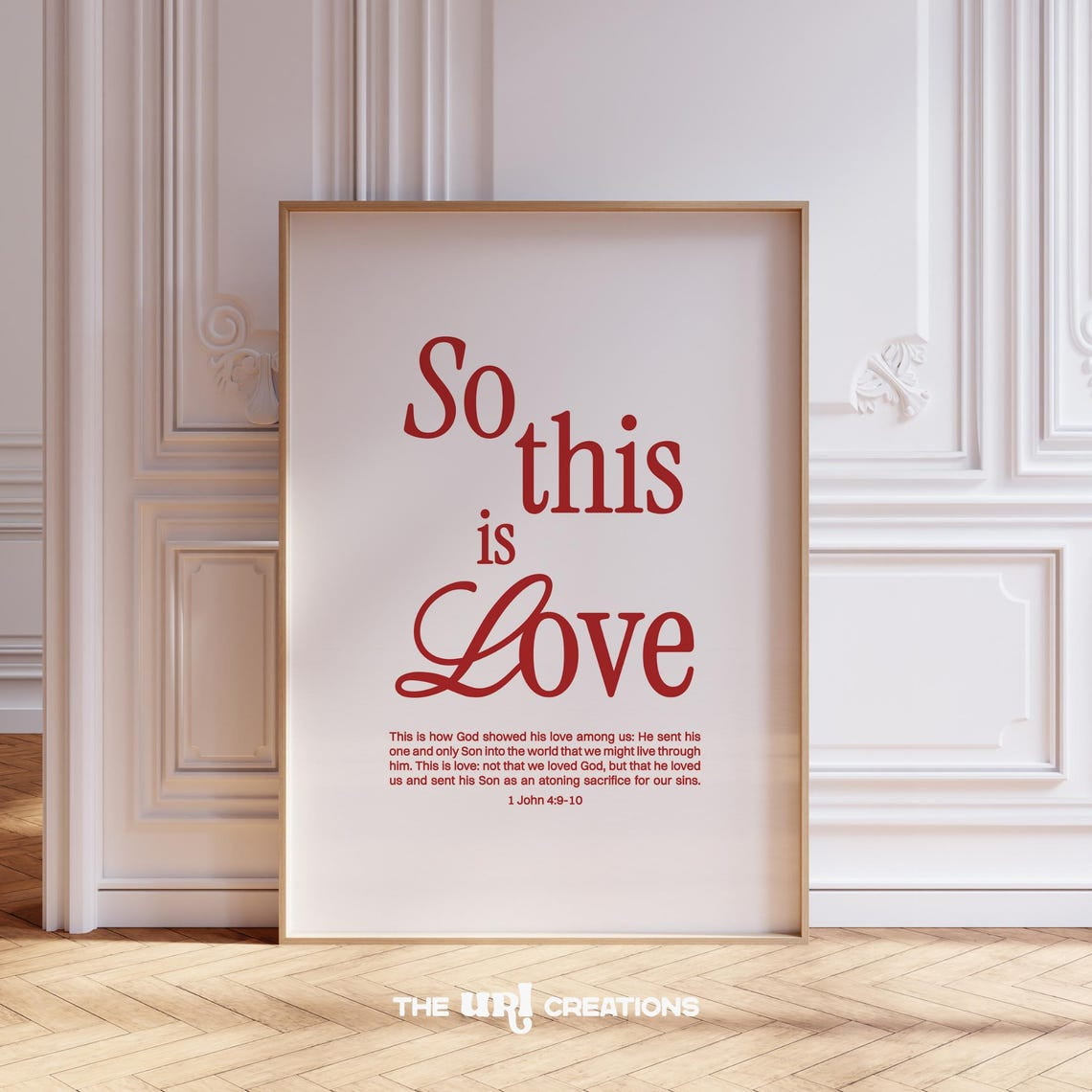 Minimalist Christian Wall Art Red, So This Is Love Print, Bible Verse ...