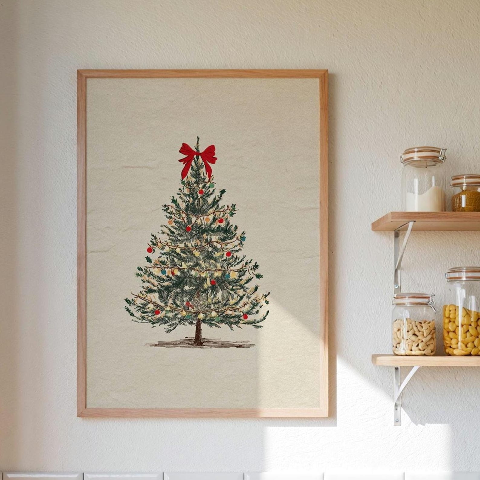 Minimalist Christmas Tree Wall Art Print â€“ Vintage Holiday Decor ...