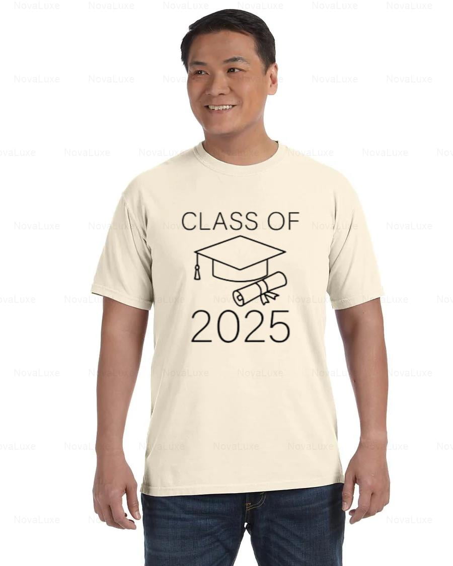 Minimalist Class of 2025 Comfort Color T-Shirt Graduation Cap and ...
