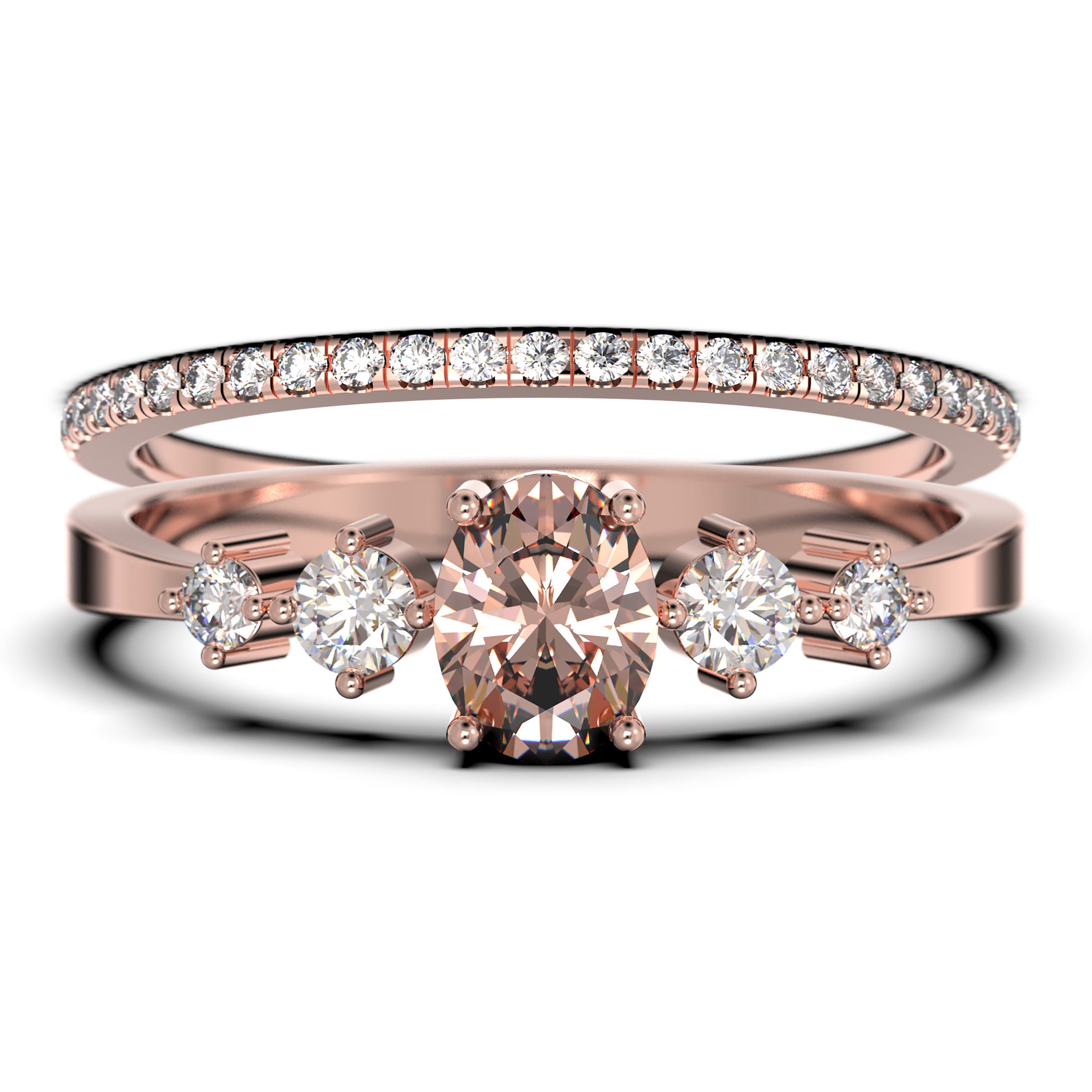 Minimalist Classic 1.15 Carat Oval Cut Morganite And Diamond Moissanite ...