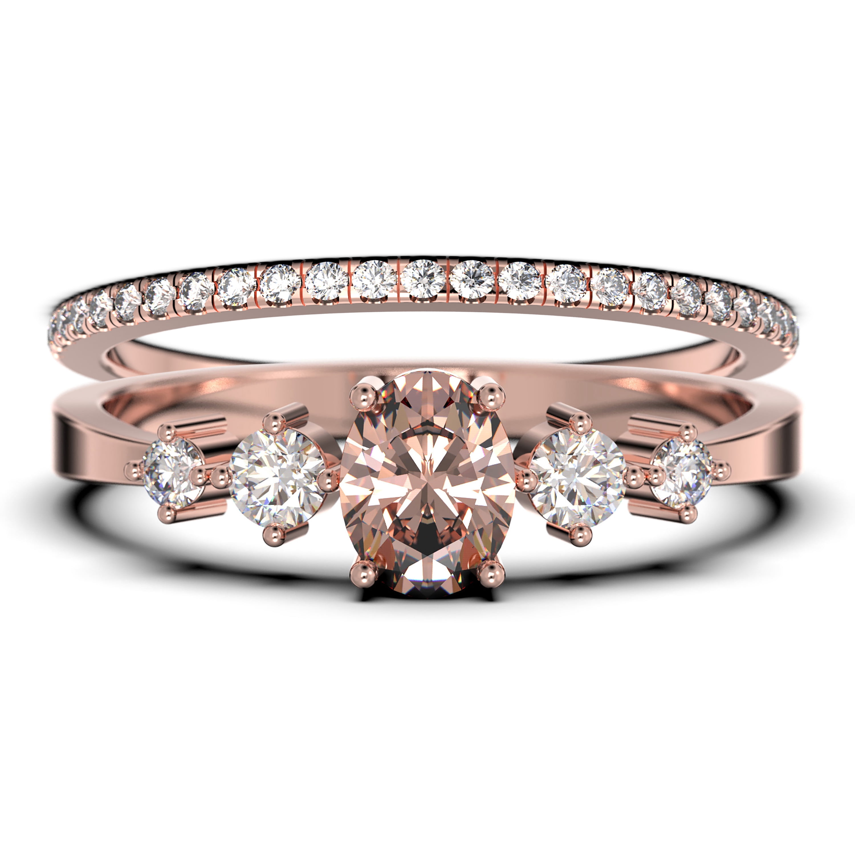 Minimalist Classic 1.15 Carat Oval Cut Morganite And Diamond Moissanite ...