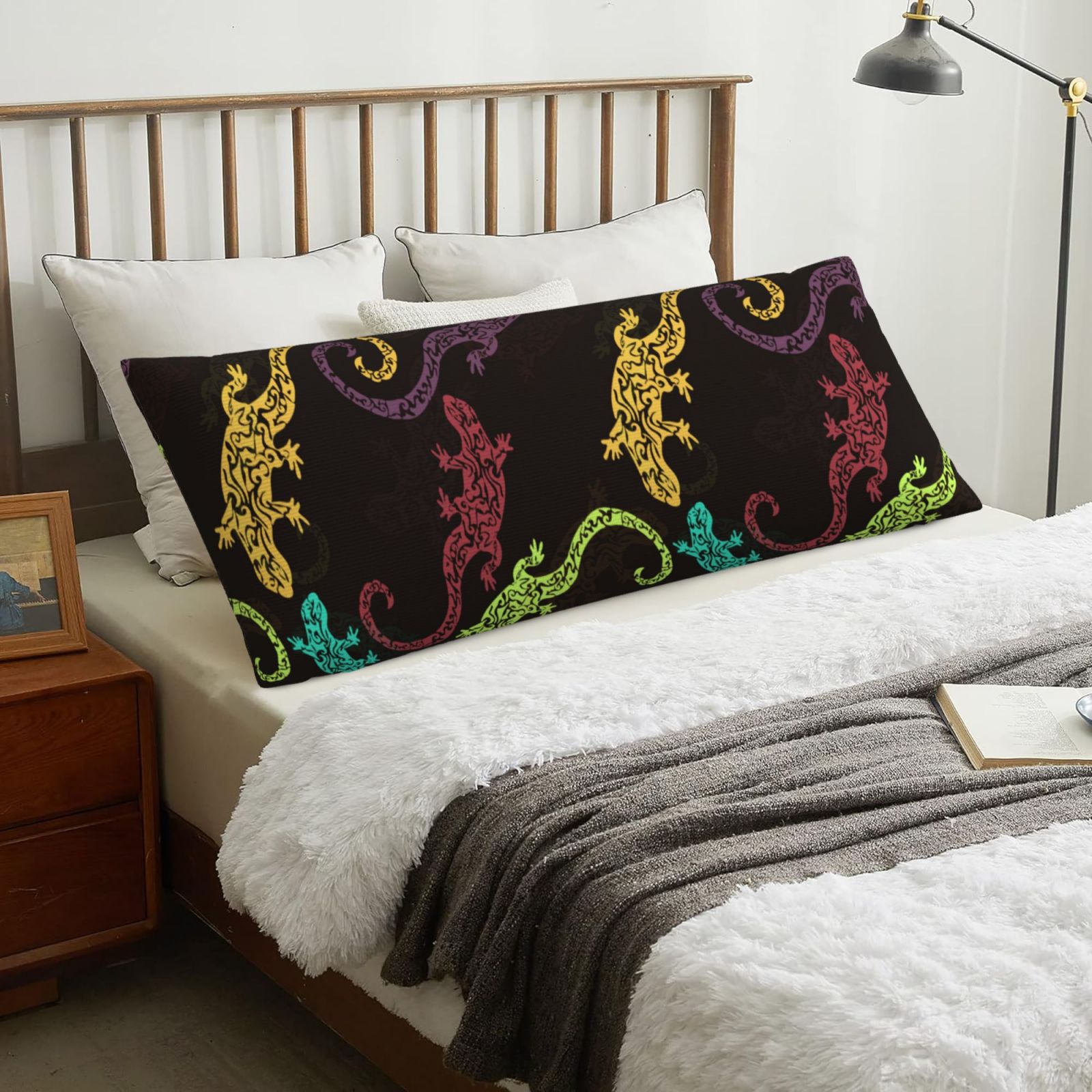 Minimalist Color Gecko Lizard Body Pillow Cover, Long Pillow Cover with ...