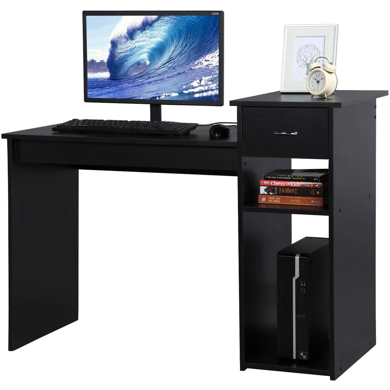 Minimalist Computer Desk 47 Inch with Storage Drawer and CPU Stand ...