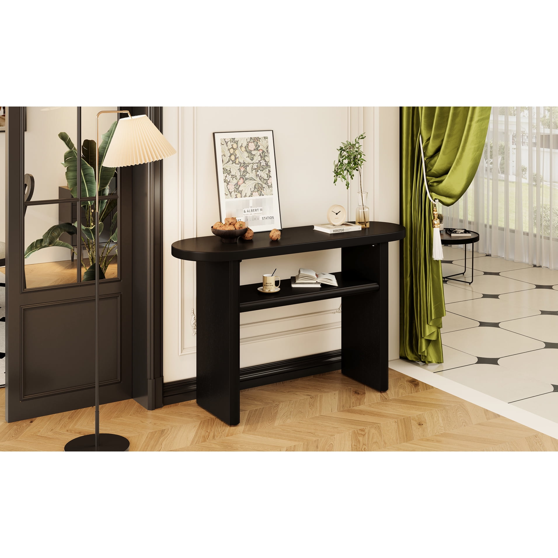Minimalist Console Table In Black, Stable For Living Area Decor Modern ...