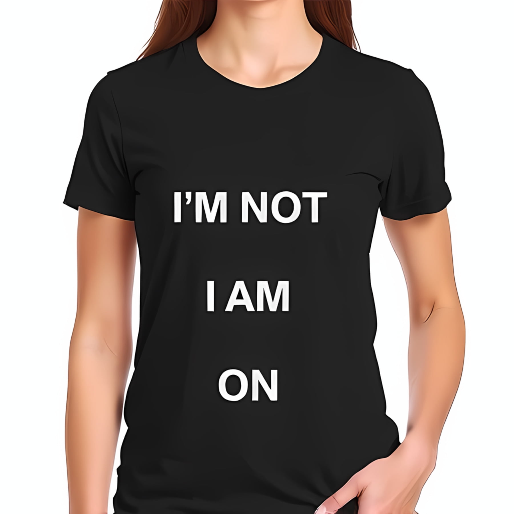 Minimalist Cotton Short Sleeve T-Shirt with Text Design: " I'M NOT I AM ...