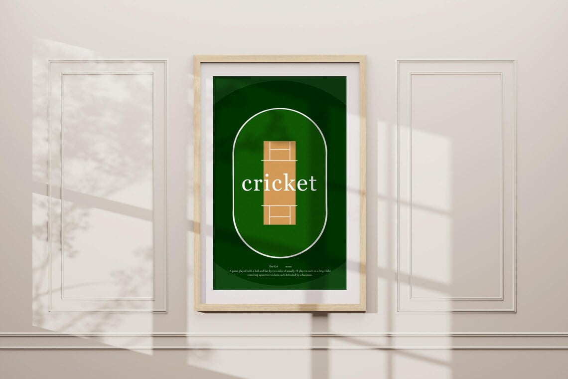 Minimalist Cricket Poster, Premium Matte Print, Sports Wall Art ...