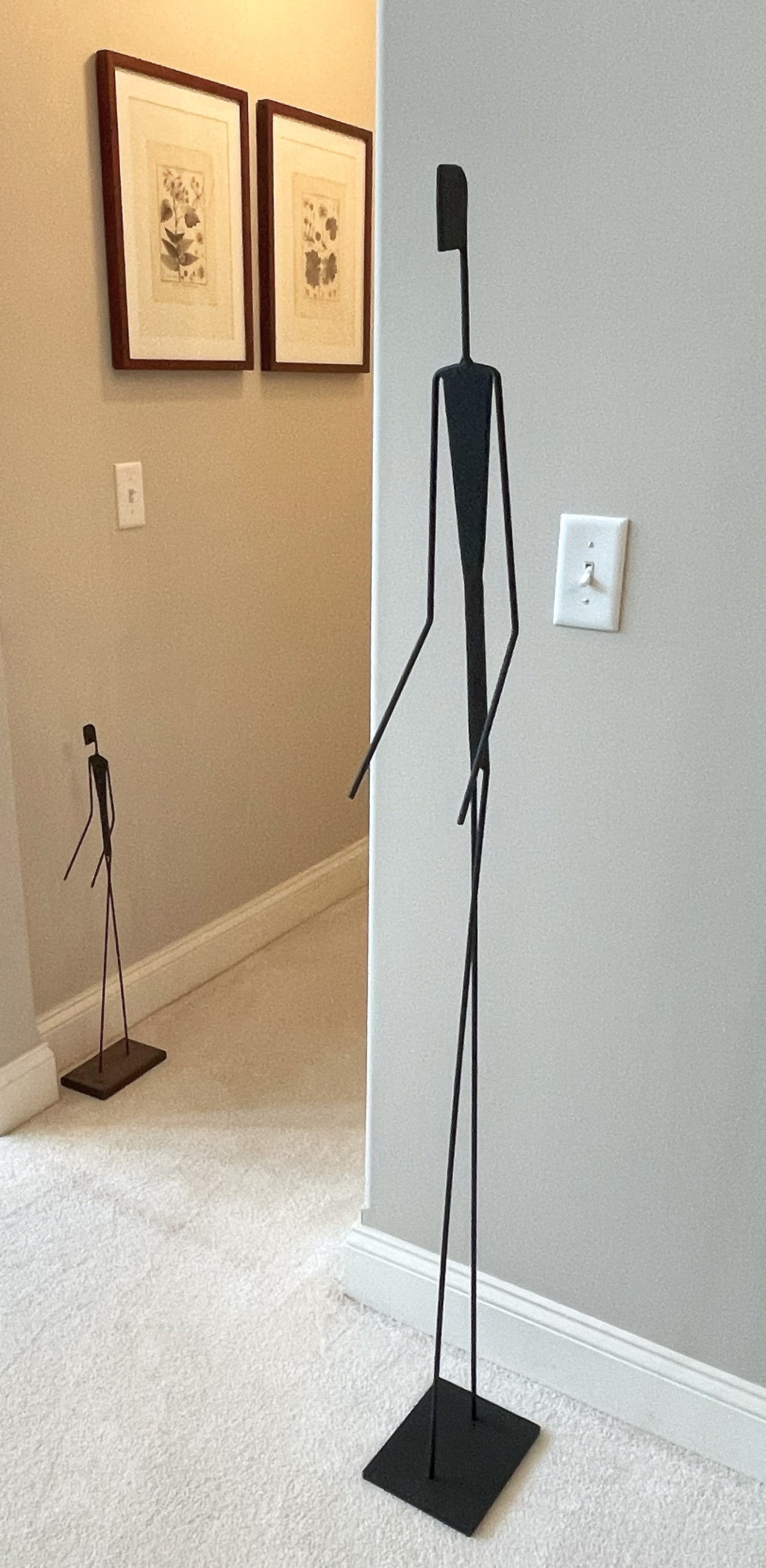 Minimalist, Curious, Thin Man Metal Statue / Figure 57” x 7.5” x 6 ...