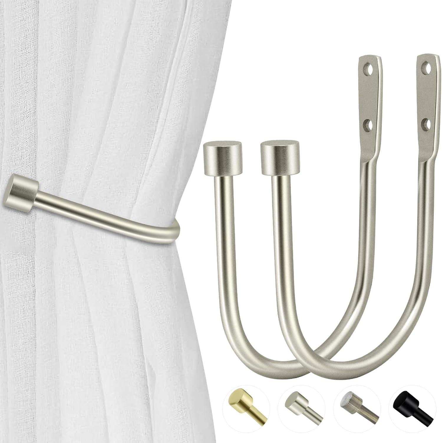 Minimalist Curtain Holdbacks 2 count, Cast Iron Solid Curtain Tieback ...