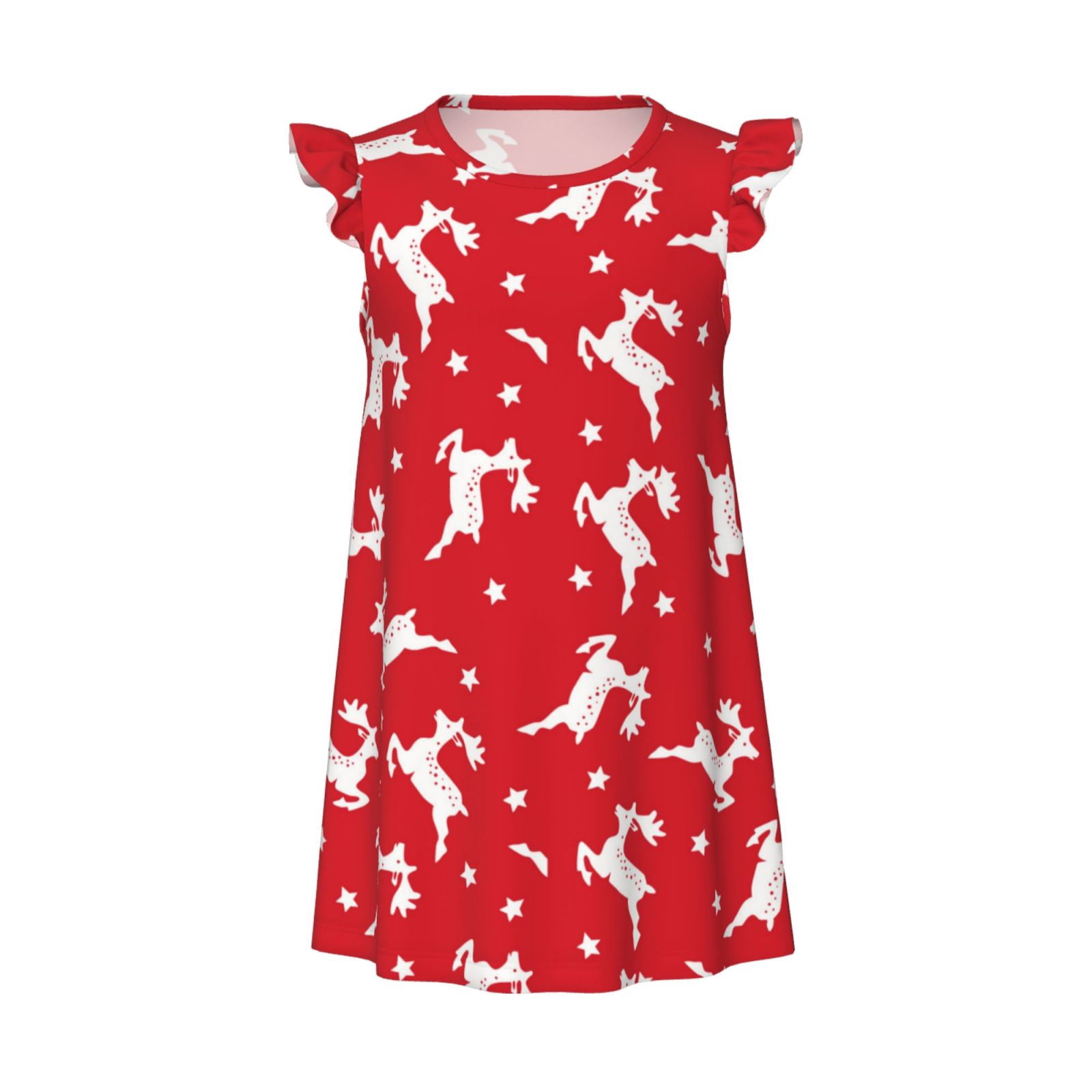 Minimalist Cute Deer Red White Girls Nightgowns, Pajamas for Girls ...