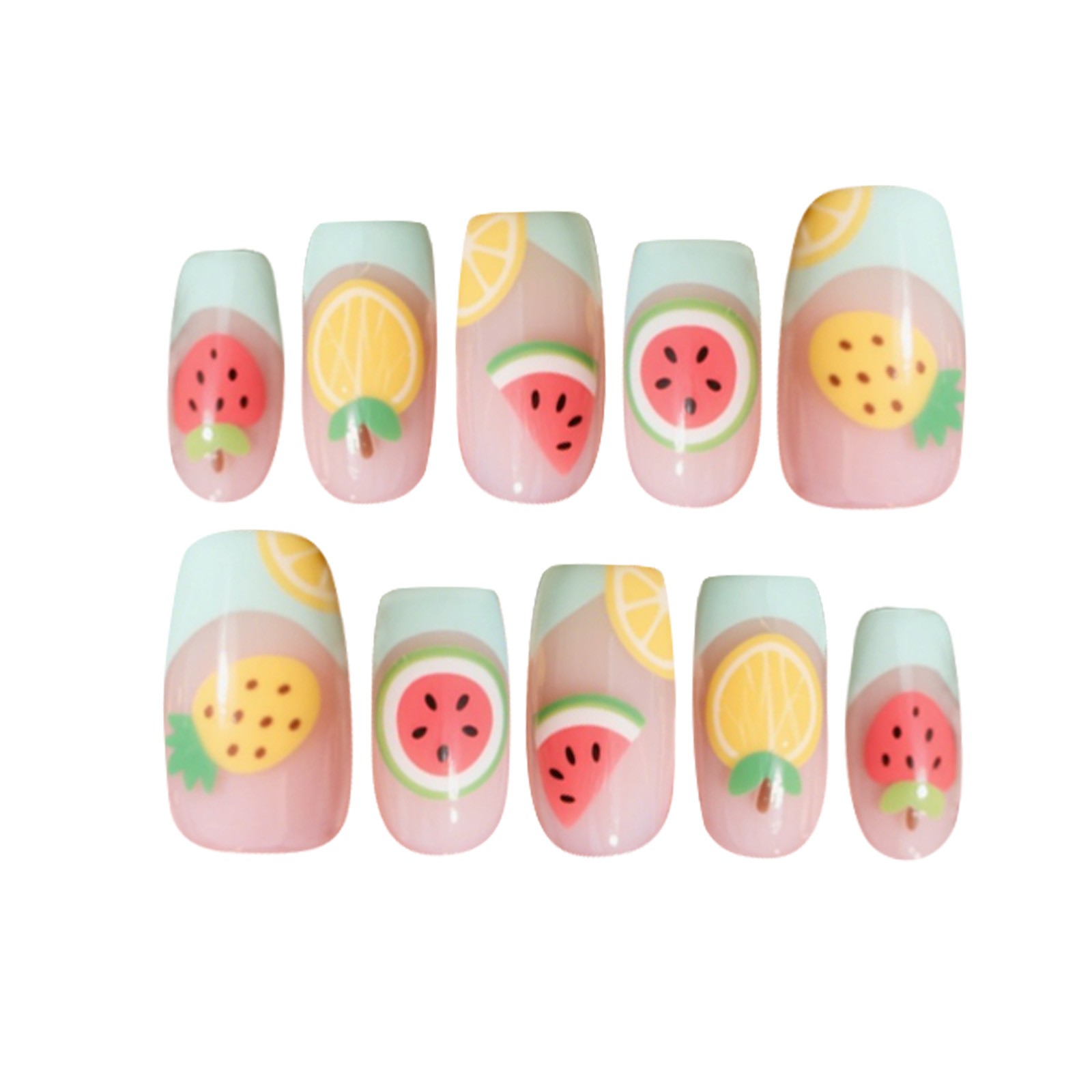 Minimalist Cute Floral French Tip Set Featuring Coconut Tree Designs ...