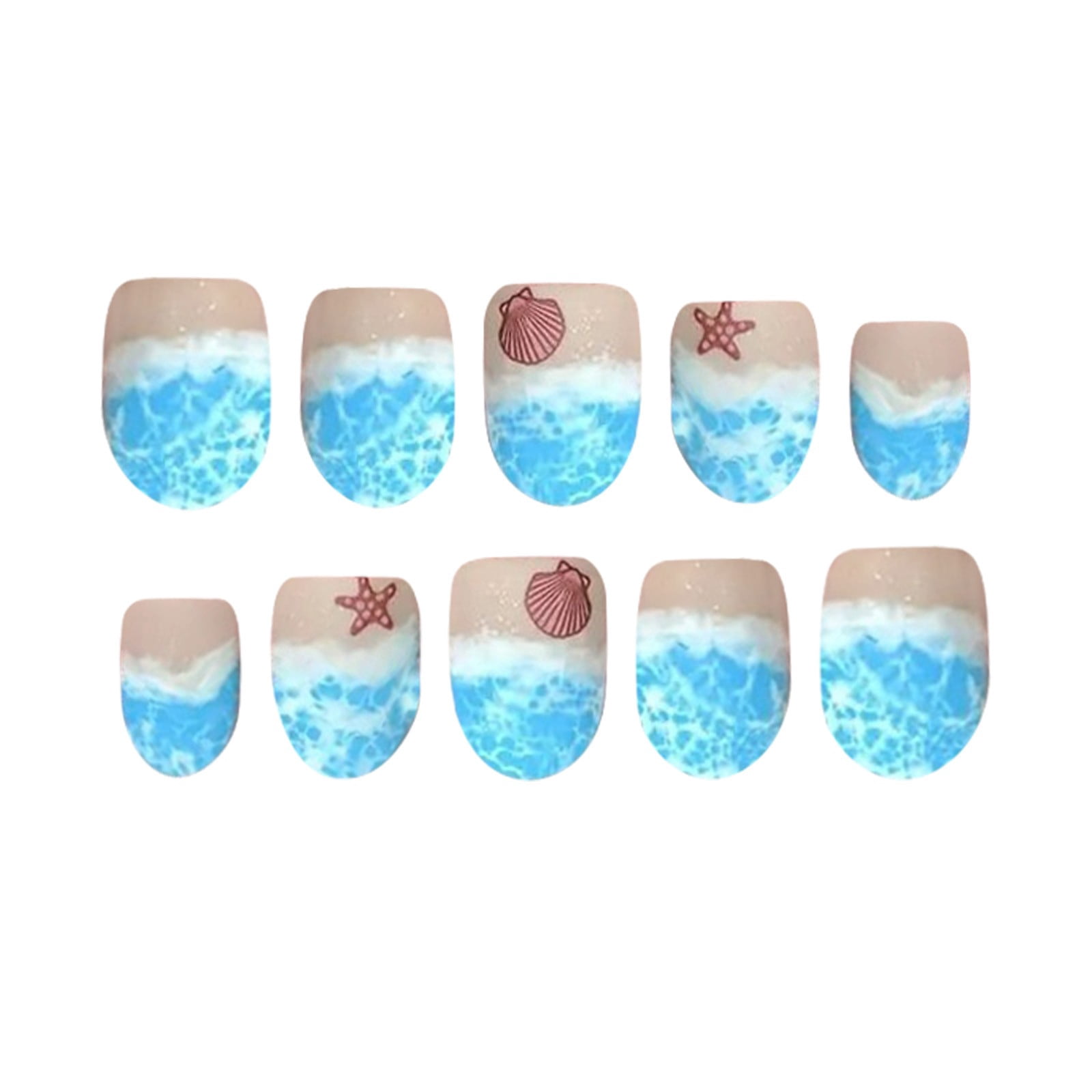 Minimalist Cute Floral French Tip Set with Coconut Tree Designs for a ...