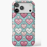Minimalist Cute Pastel Heart Pattern iPhone Case 11 to 17 Pro Max ...