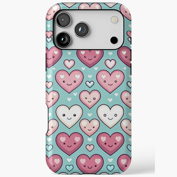 Minimalist Cute Pastel Heart Pattern iPhone Case 11 to 17 Pro Max ...