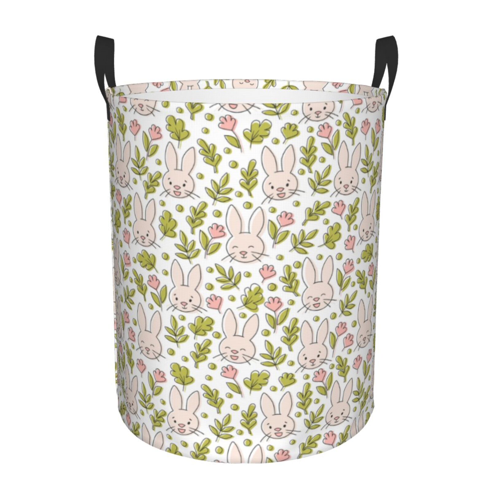 Minimalist Cute Rabbit Head Flower Round Laundry Basket, Laundry Hamper ...