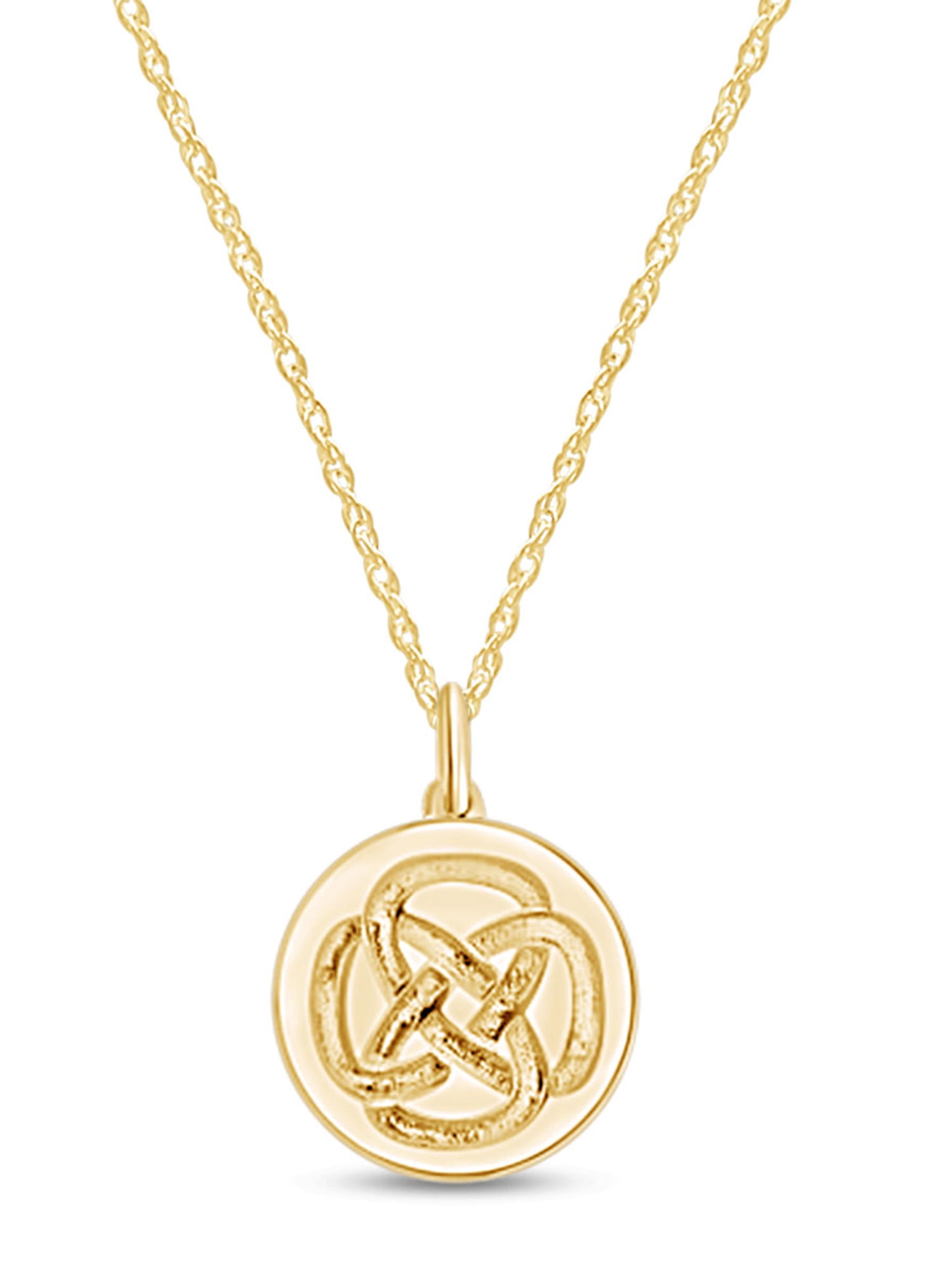 Minimalist Dainty Tiny Celtic Knot Disc Pendant Neklace In 14k Yellow ...