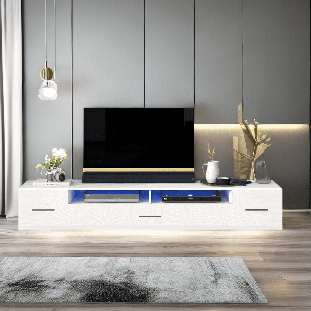 Minimalist Design TV Stand with Color Changing LED Lights, Modern ...