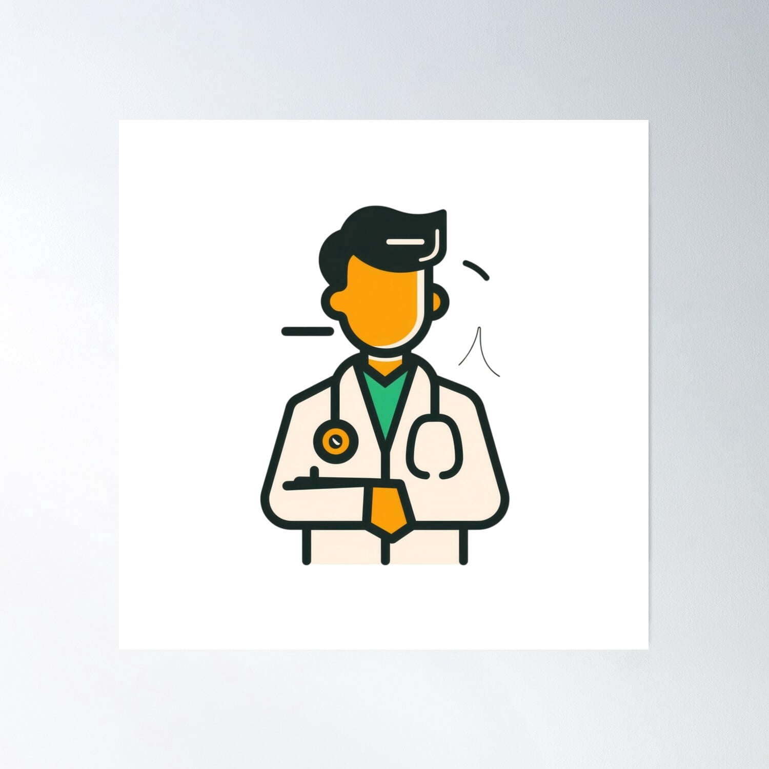 Minimalist Doctor Icon Poster Wall Art, Modern Wall Decor, 16x16 ...