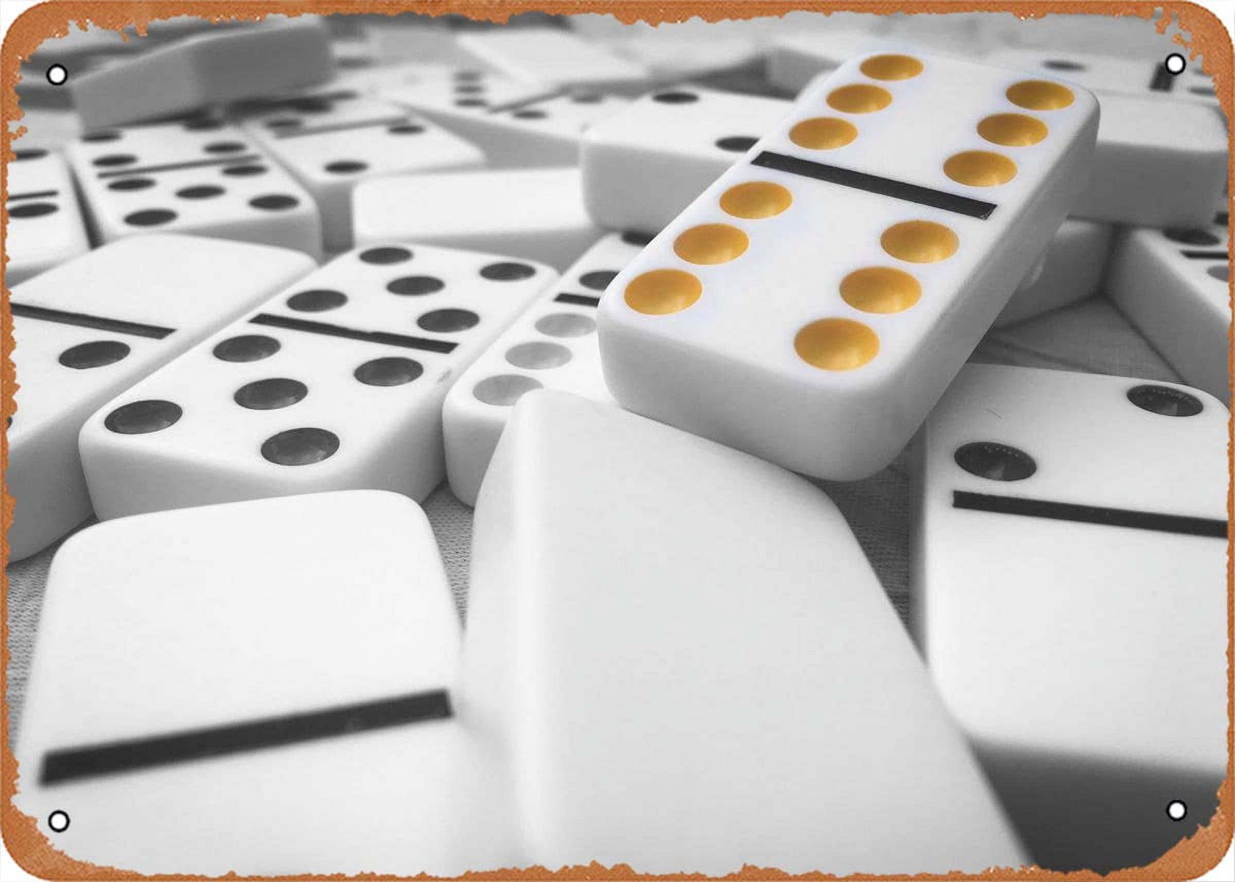 Minimalist Double six domino piece Poster Retro Vintage Aluminium Metal ...