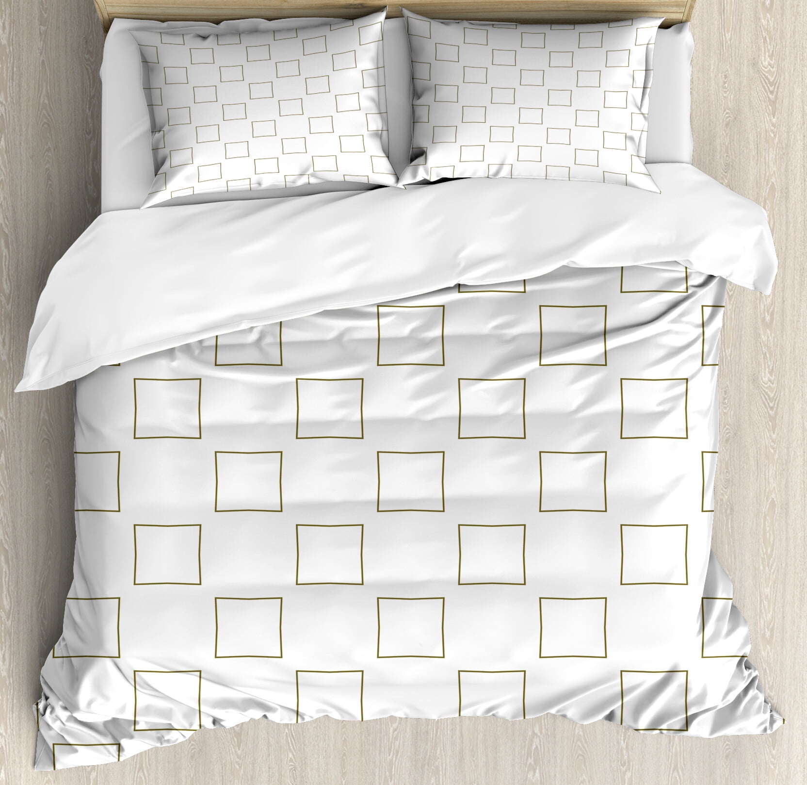 Minimalist Duvet Cover Set, Rhythmic Geometric Curved Squares Motifs ...