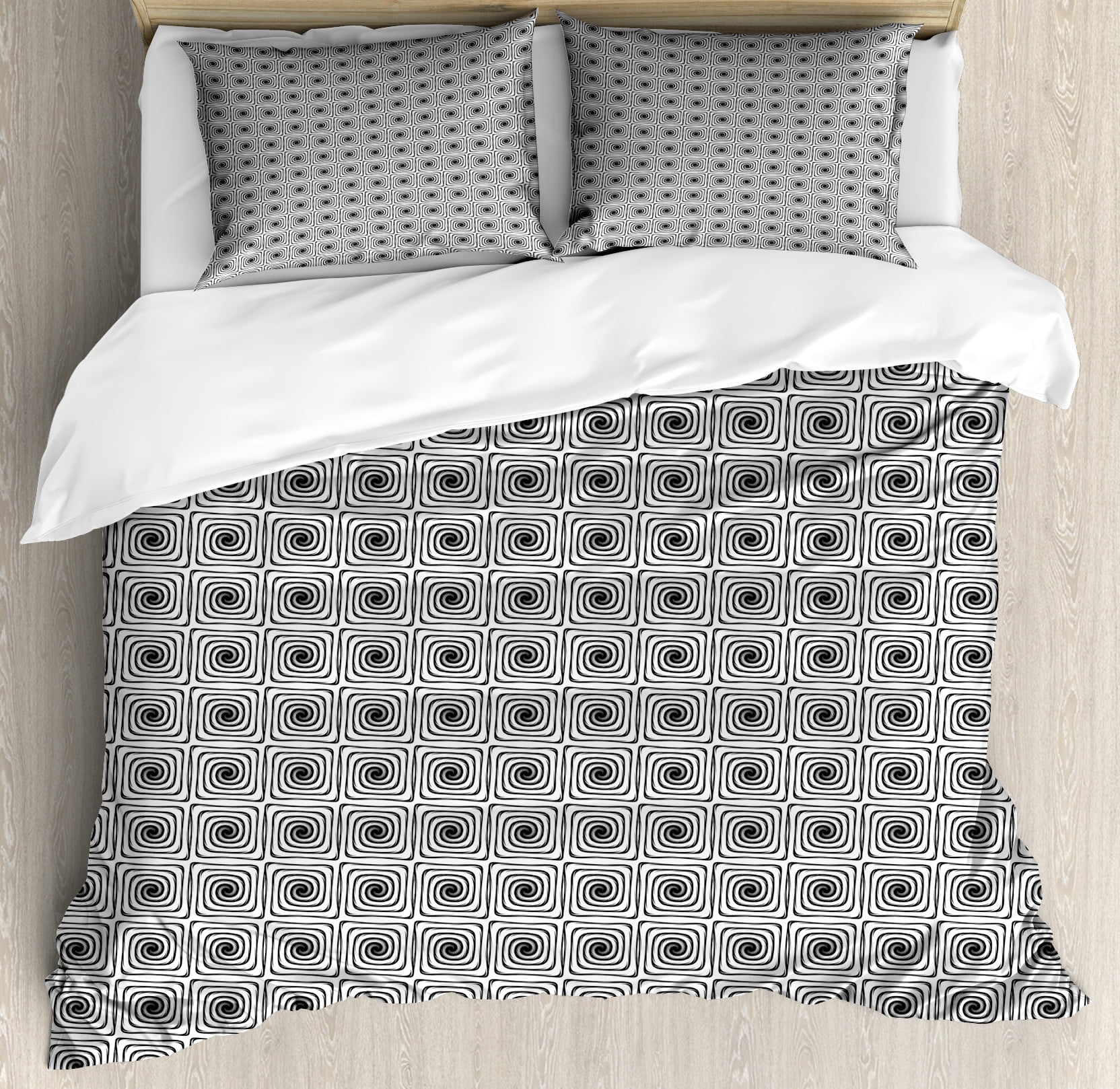 Minimalist Duvet Cover Set, Simplistic Square Shaped Spiral Labyrinth ...