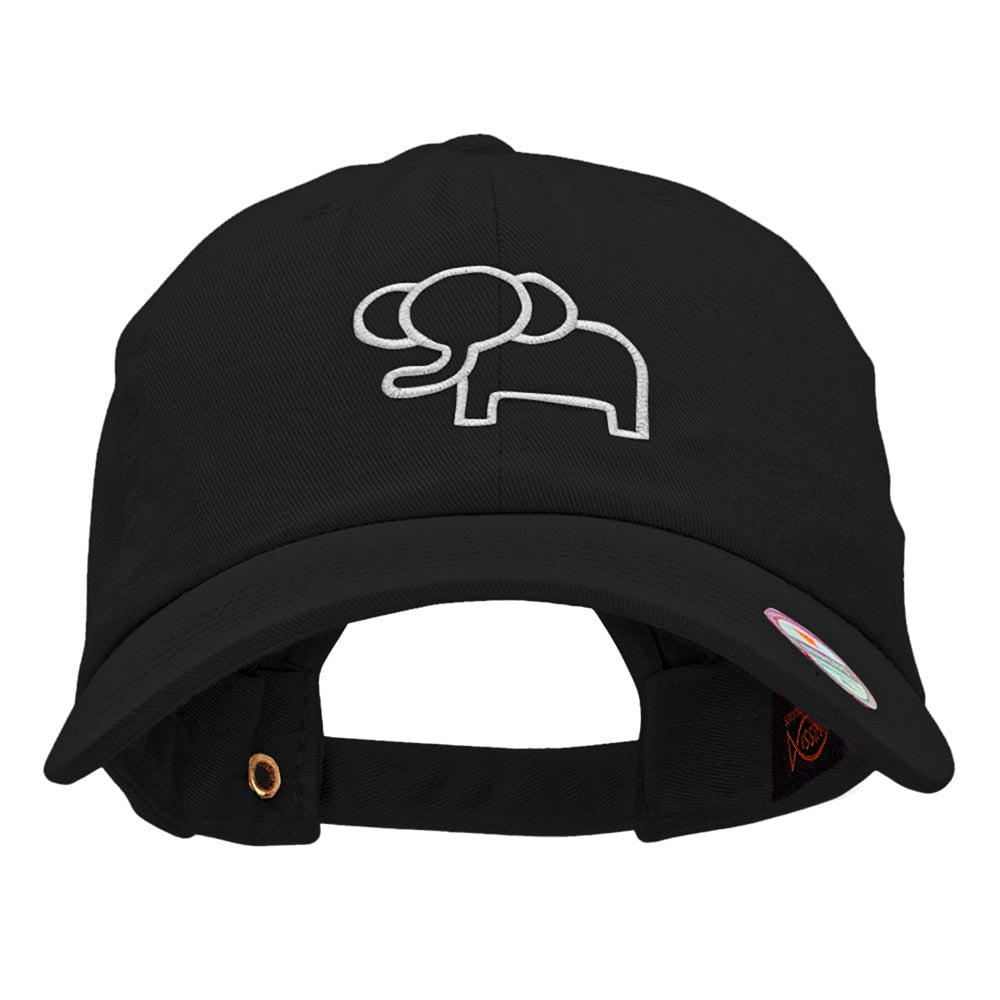 Minimalist Elephant Outline Embroidered Unstructured Cotton Cap - Black ...
