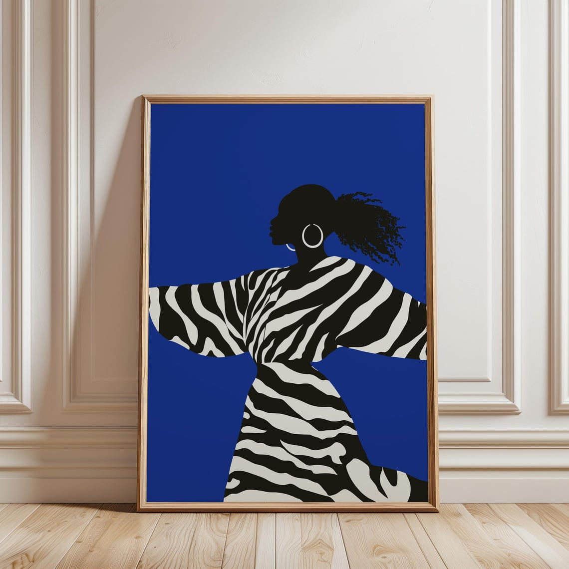 Minimalist Female, Electric Blue Abstract Woman Illustration, Dancing ...