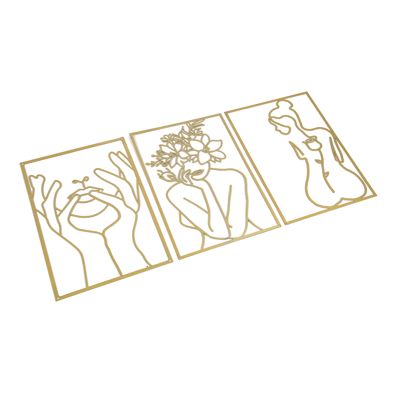 Minimalist Female Line Drawing Wall Decor Set of 3 - Iron Single Line ...