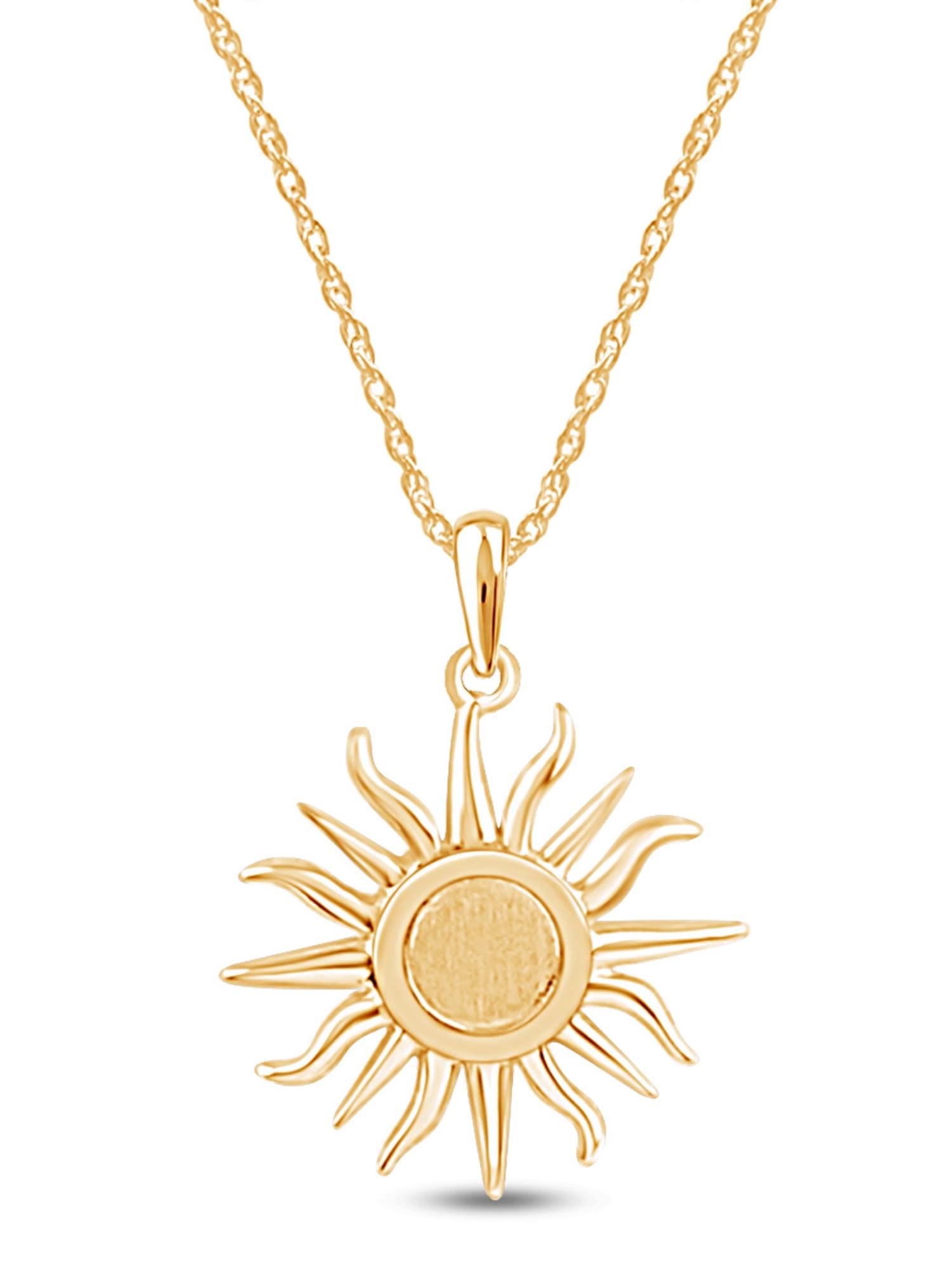 Fabulous Minimalist Flaming Sun Charm Pendulum Necklace, 14k Gold ...