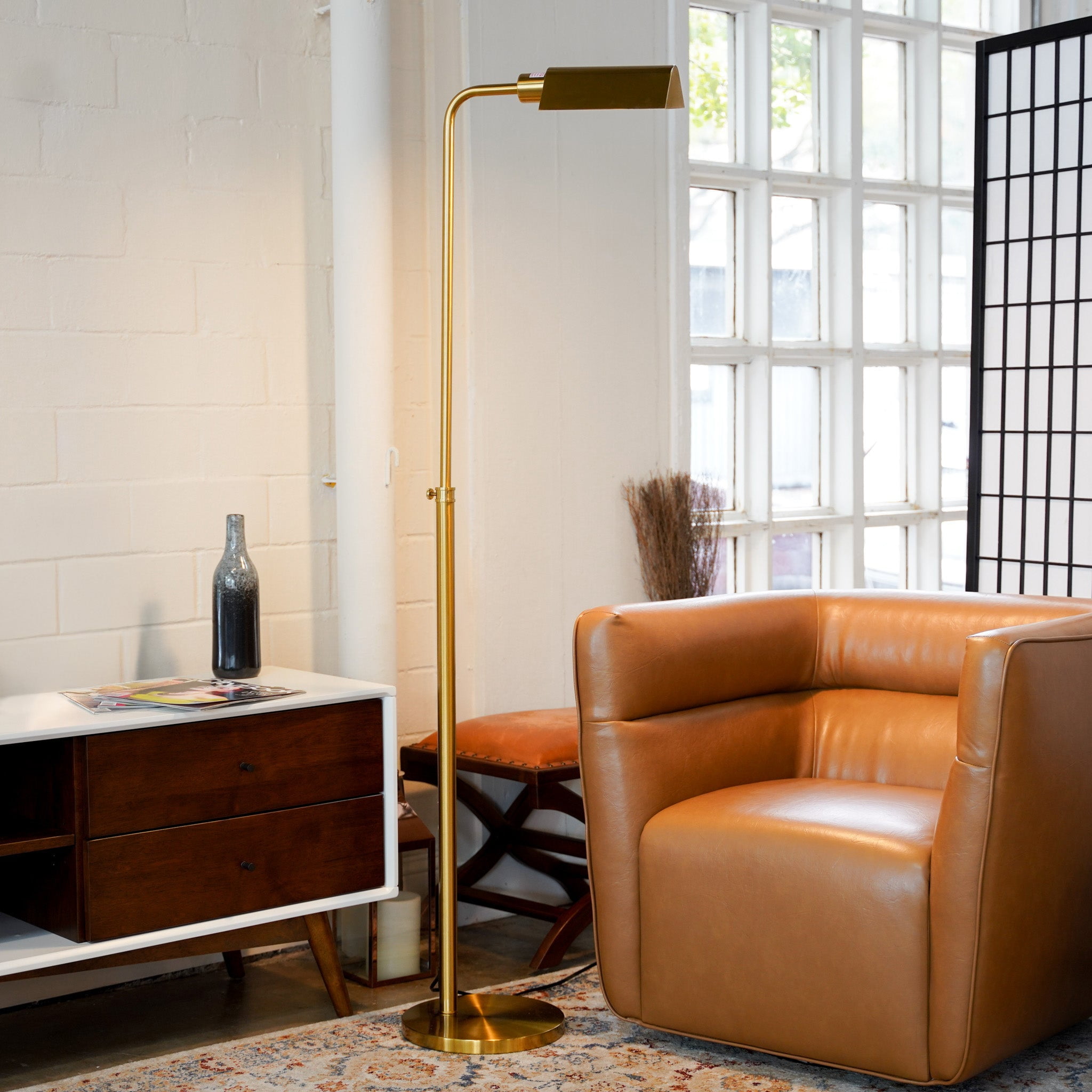 Minimalist Floor Lamp, Slim Standing Light with Neutral Shade for ...