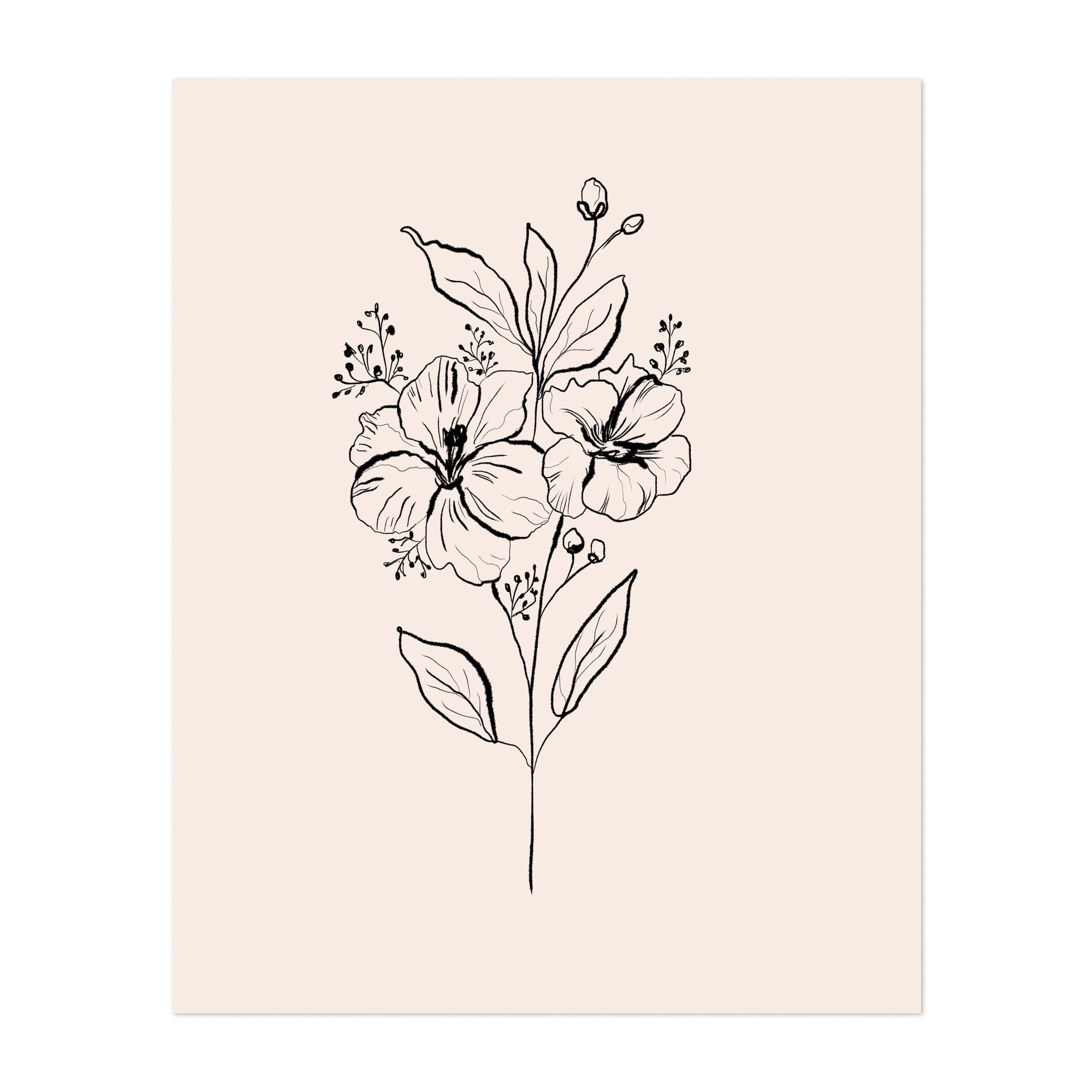 Minimalist Floral Bouquet - Illustration Line Art Floral Botanical ...