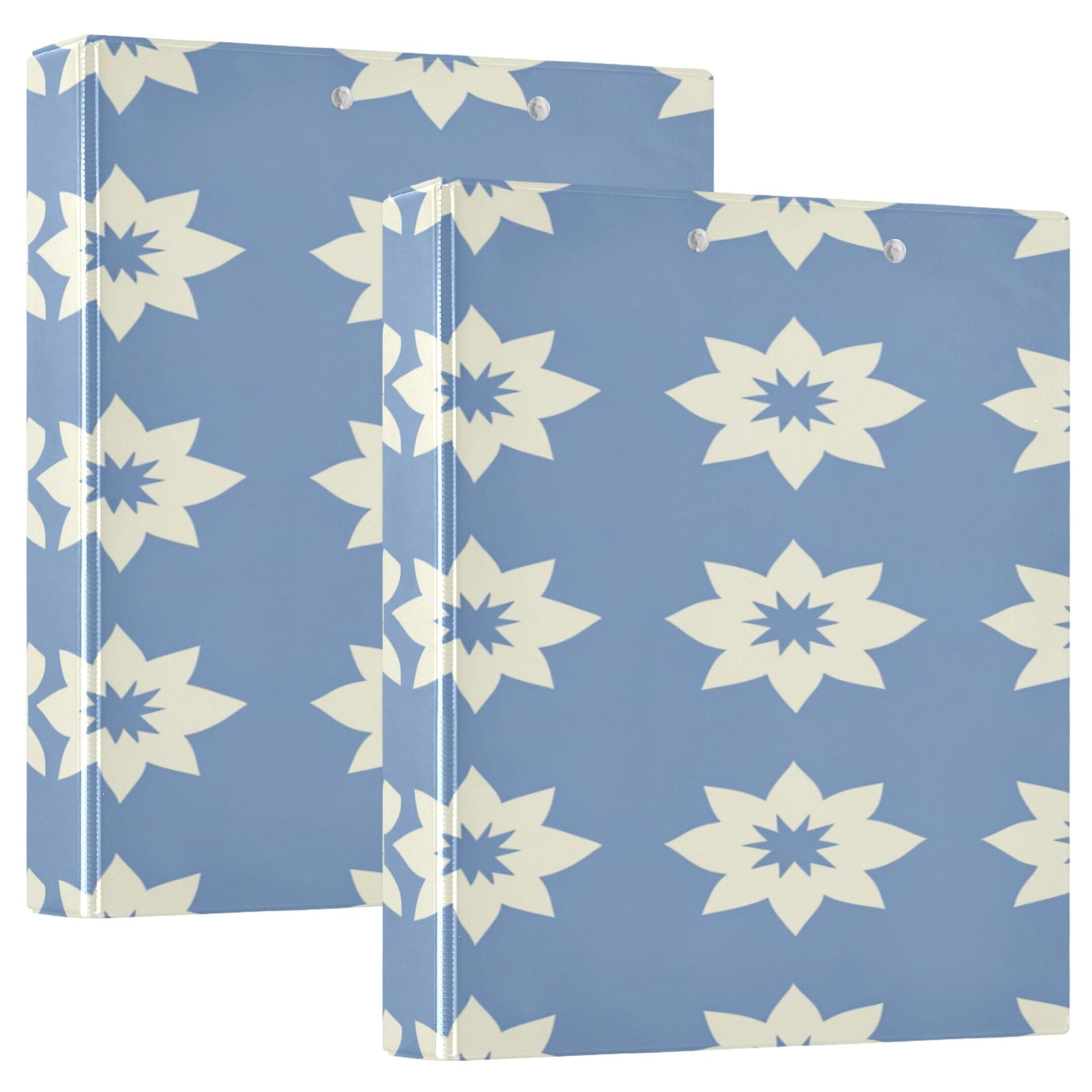 Minimalist Floral Pattern 12.4x10.6in PVC Round Ring Binder, D-Ring 3 ...