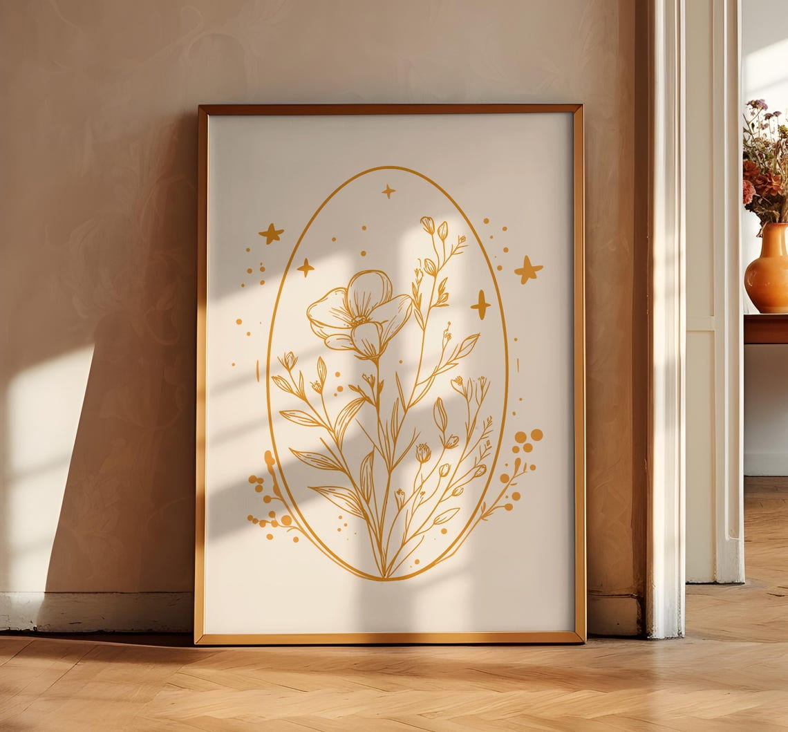 Minimalist Flower Art, Boho Flower Print, Flowers Poster, Art, Flowers ...